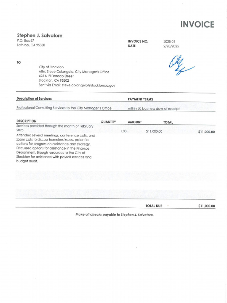 Invoice 2025-1 Stephen Salvatore | PDF