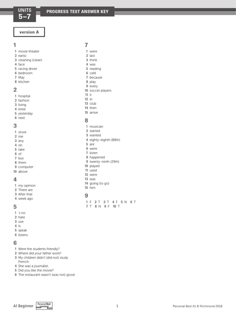 PB AmE A1 Term Test U5 7 Answers | PDF