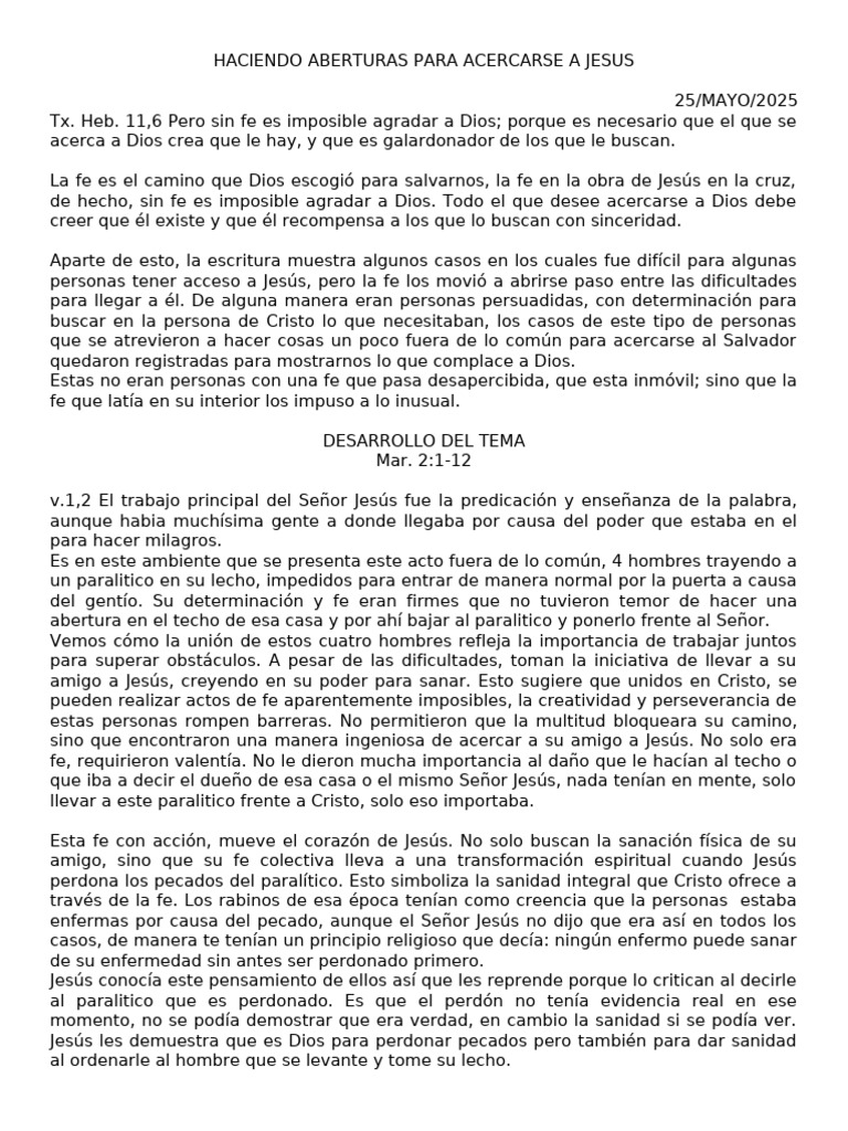 Haciendo Aberturas para Acercarse A Jesus | PDF | Fe | Jesús