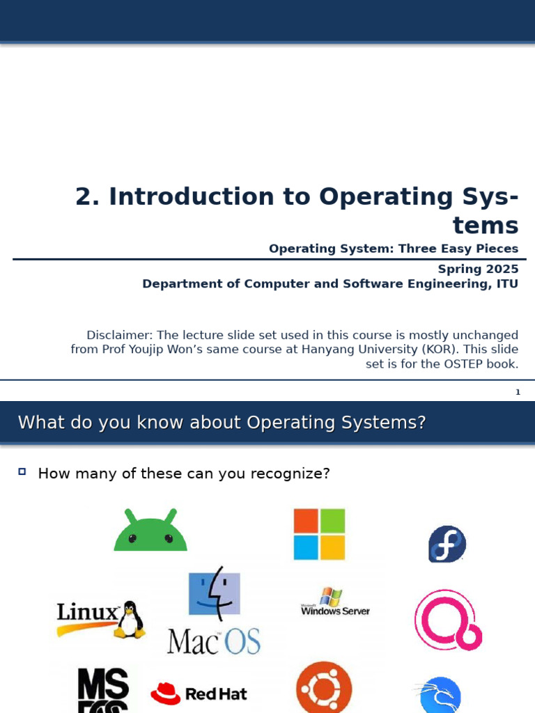 02.introduction To Operating System | PDF | Operating System | Central Processing Unit