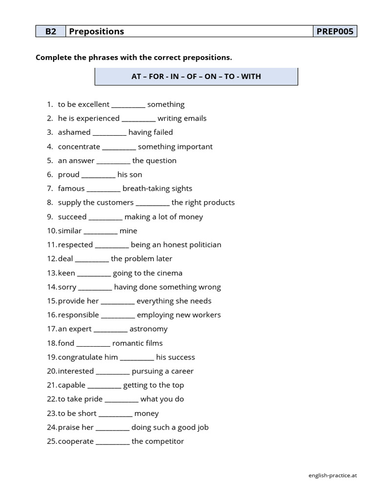 Prepositions, At, In, On, Etc.-1 | PDF