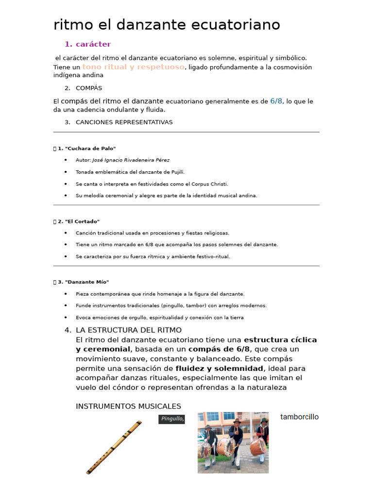 Ritmo El Danzante Ecuatoriano | PDF