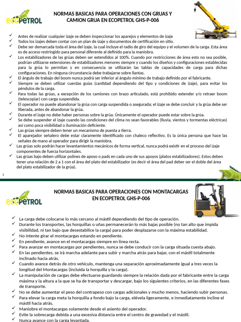 Guias de Seguridad Equipos LMC | PDF | Máquina elevadora