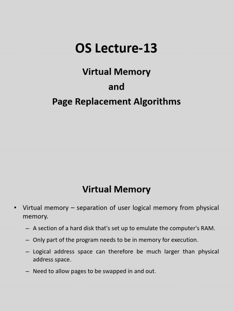 Os Lecture 13 Virtual Memory And Page Replacement Algorithms Pdf Process Computing