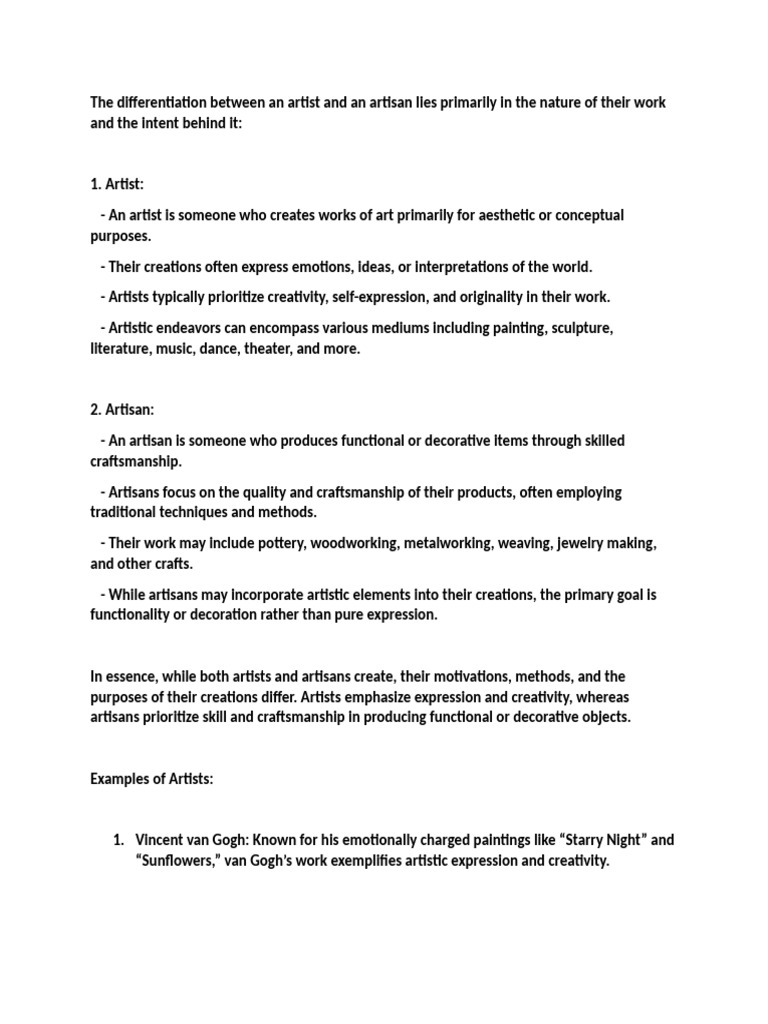 Artist vs Artisan: Key Differences Explained | PDF | Jewellery | The Arts