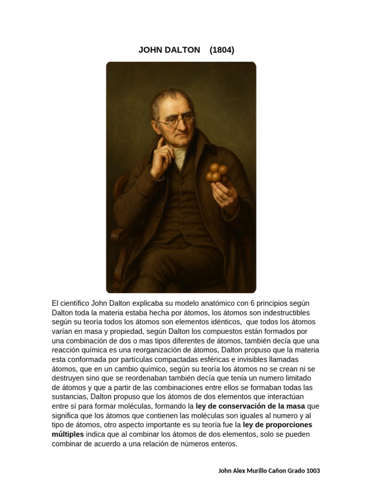 Teoría atómica de John Dalton | PDF