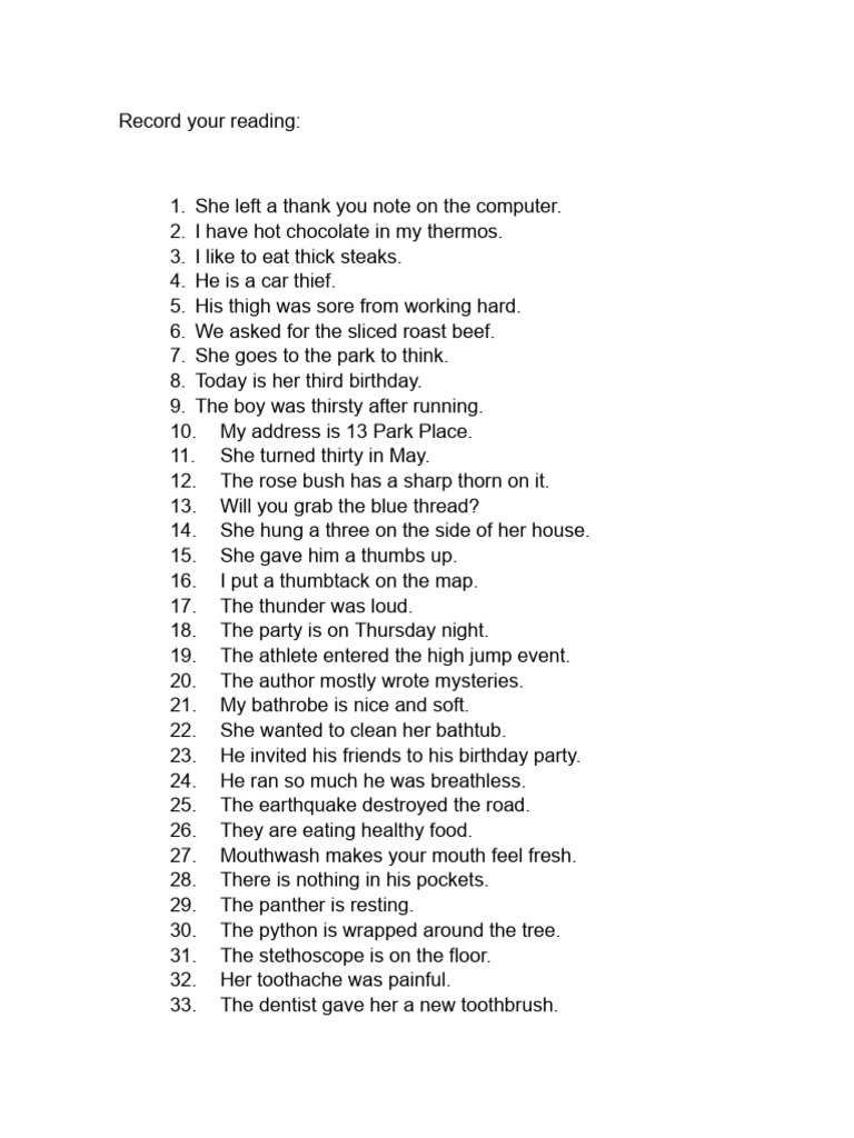 TH Reading Practice | PDF