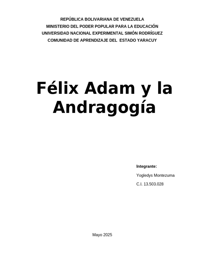Félix Adam y la Andragogía Transformadora | PDF | Inclusión (Educación ...