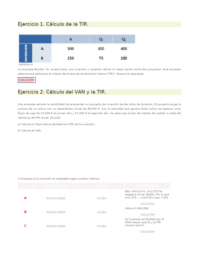 Van y Tir | PDF | Tasa interna de retorno | Sector privado
