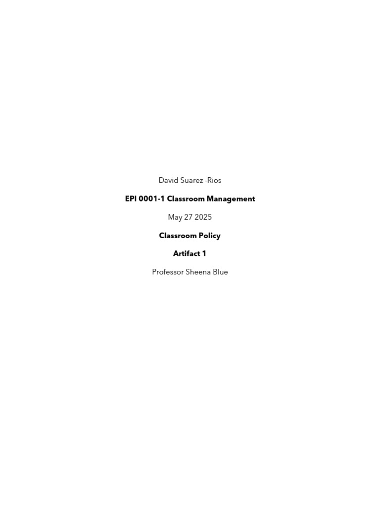 Classroom Management Policy Plan | PDF | Classroom Management | Classroom
