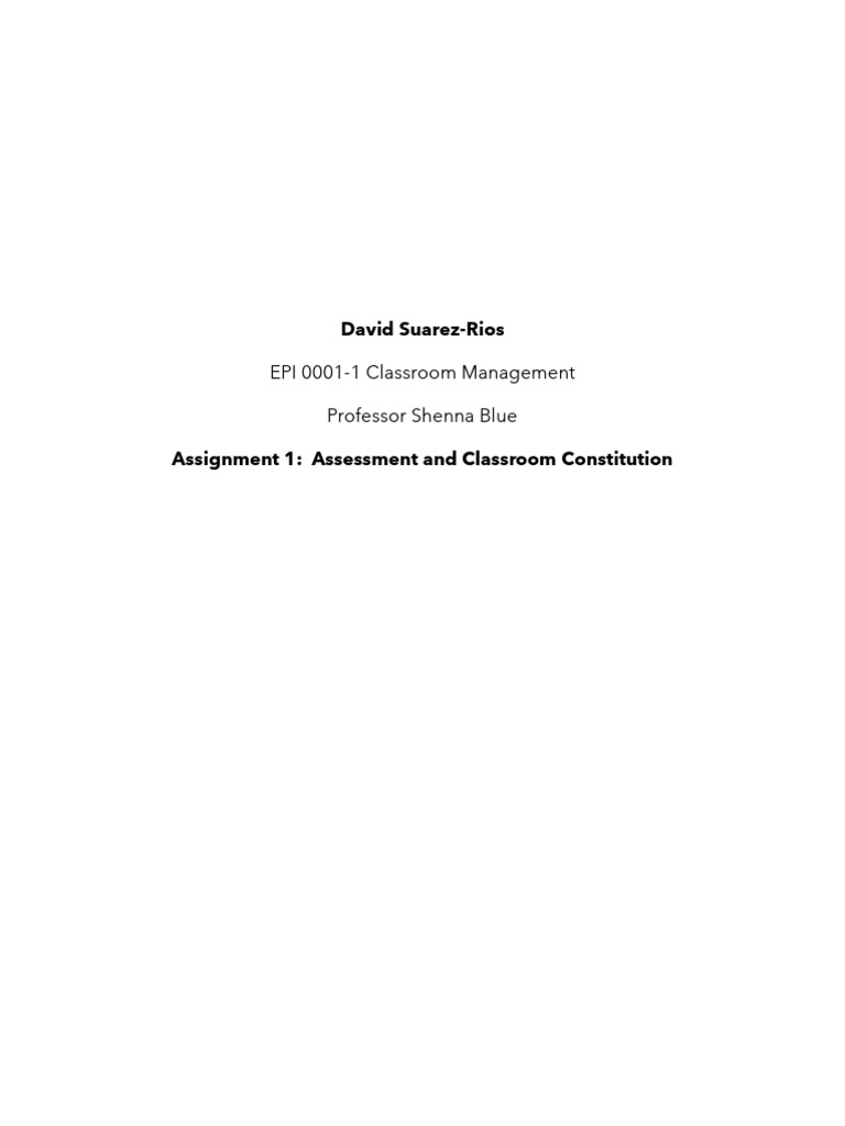Assignment 1 Classroom Constitution | PDF | Classroom | Learning