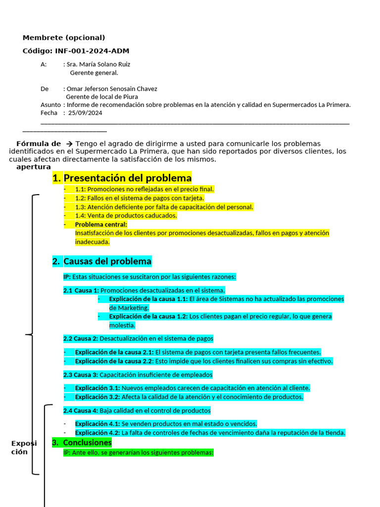 Esquema Para La PC1 Final | PDF | Servicio al Cliente | Calidad (comercial)