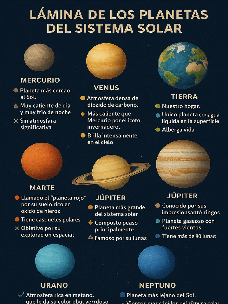 Lamina Planetas Sistema Solar | PDF