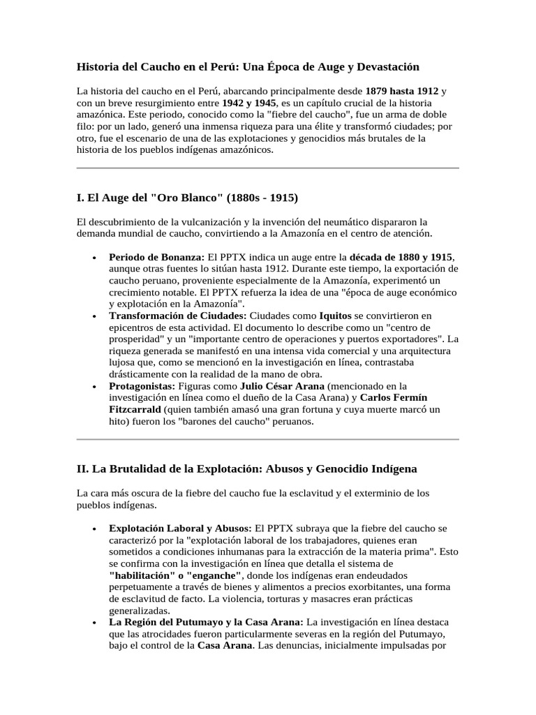 Historia del Caucho en el Perú: Auge y Crisis | PDF | Caucho natural