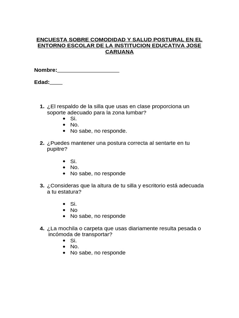 Comodidad y Salud Postural Escolar | PDF