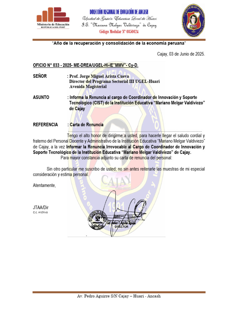 Renuncia Cist Ie Cajay | PDF