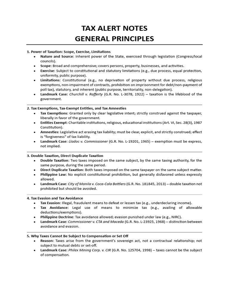 Tax Alert Notes General Principles | PDF | Taxes | Direct Tax