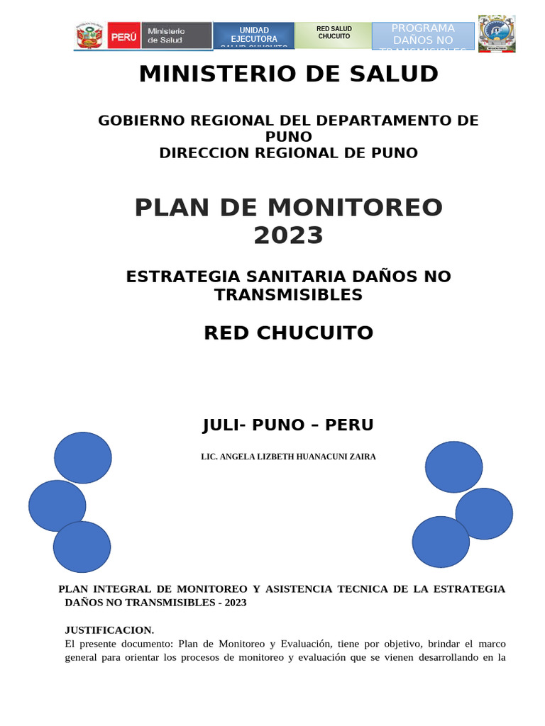 Plan de Monitoreo de Daños No Transmisibles 2023 | PDF | Monitoreo y evaluación