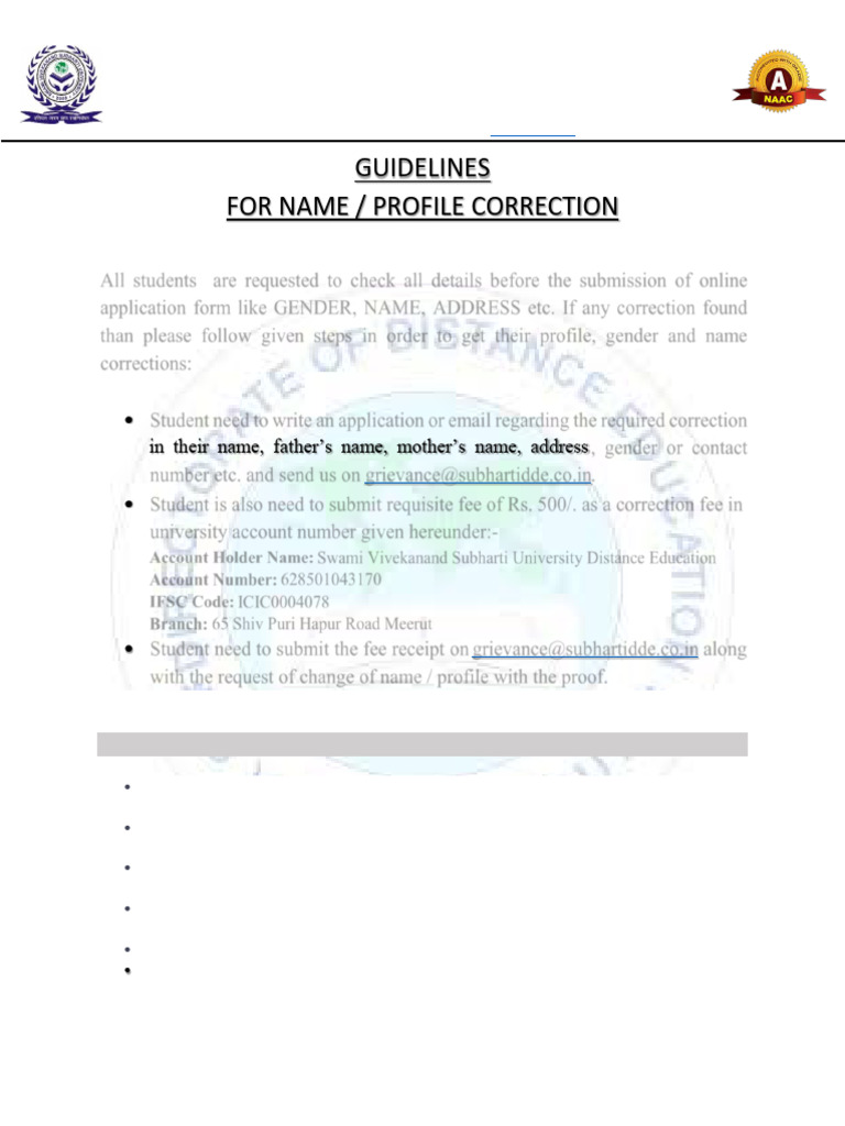 GUIDELINES Name-Profile Correction | PDF