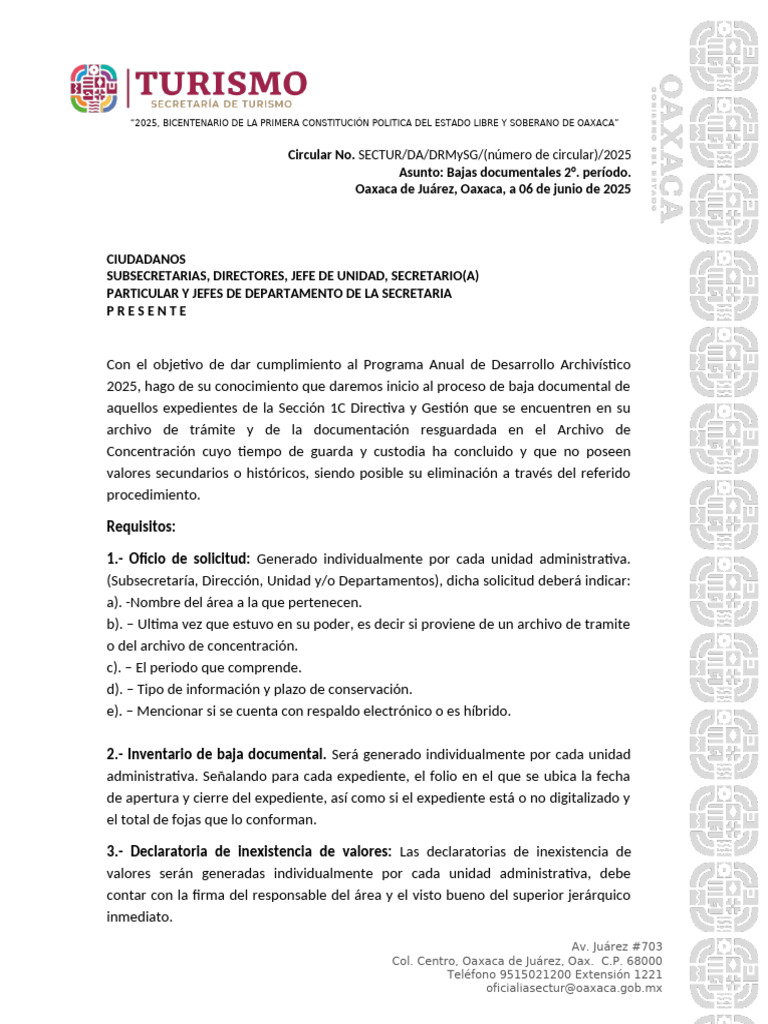Circular Baja Documental 2025 | PDF | Gobierno