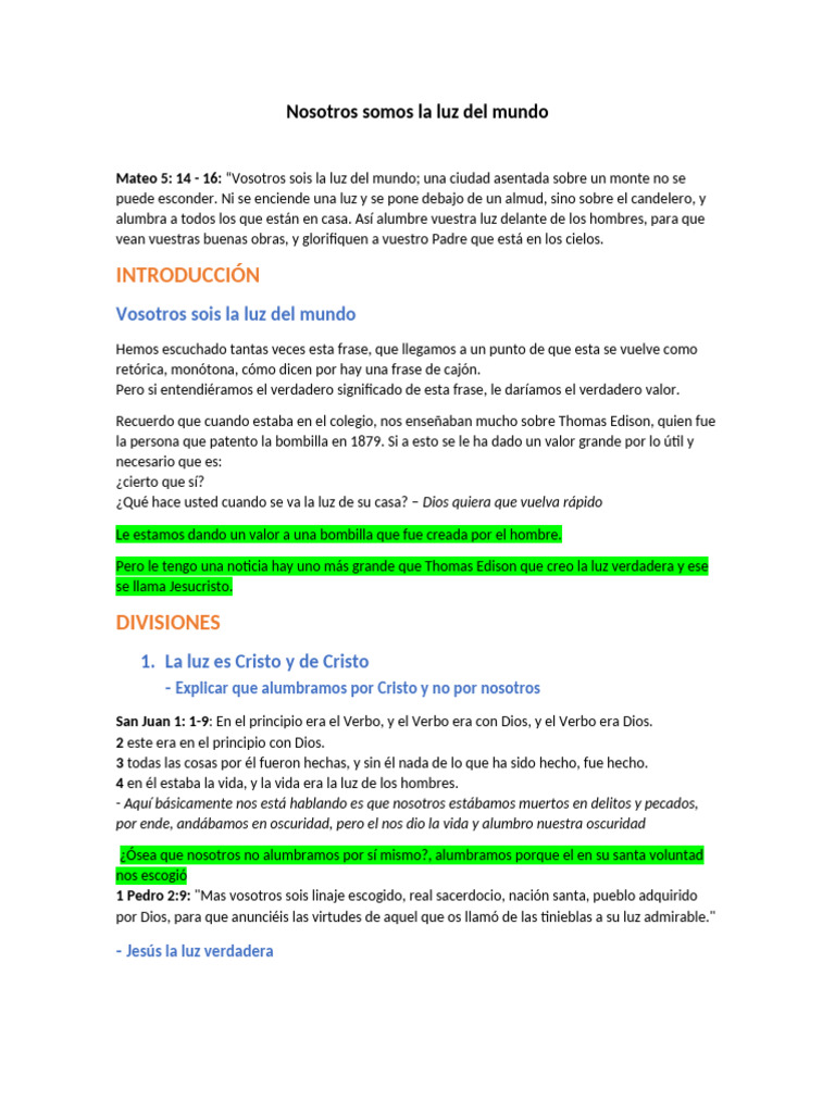 Vosotros sois la luz del mundo | PDF | Creencia religiosa y doctrina ...