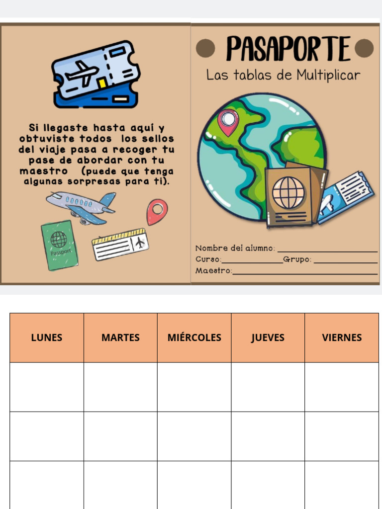 Pasaporte de Tablas de Multiplicar | PDF