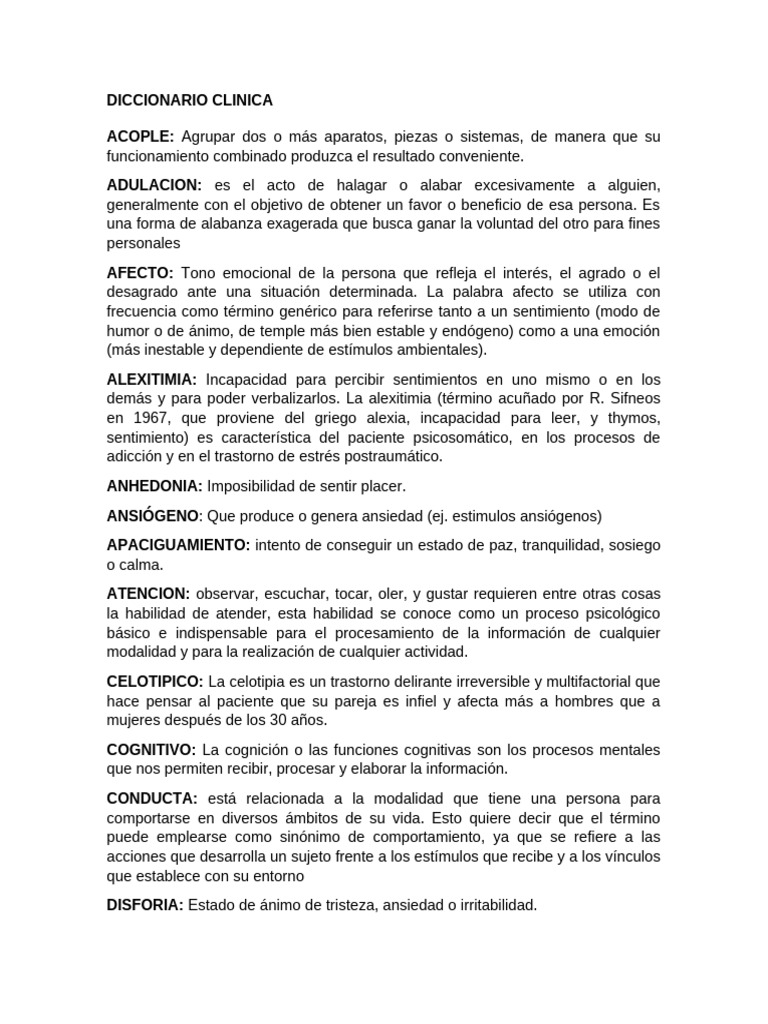 Glosario de Términos Clínicos | PDF | Ansiedad | Las emociones