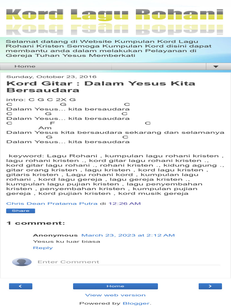 Kord Lagu Rohani Kord Gitar Dalam Yesus Kita Bersaudara | PDF