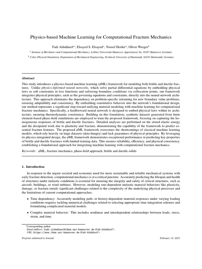 Physics-based Machine Learning for Computational Fracture Mechanics | PDF | Fracture | Fracture ...