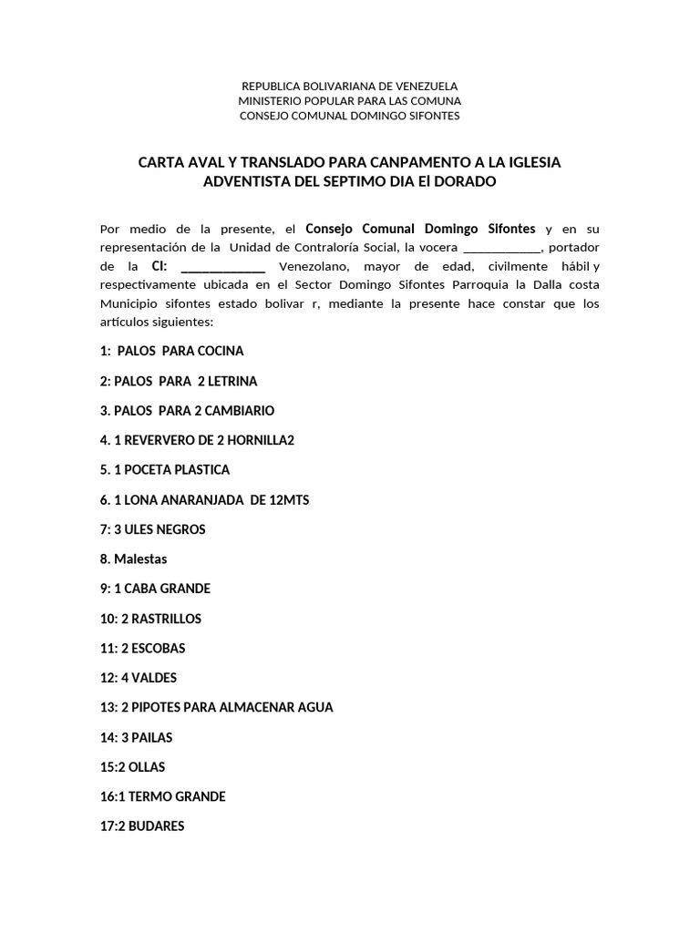 Mudanza Bolivar Jaaziel | PDF