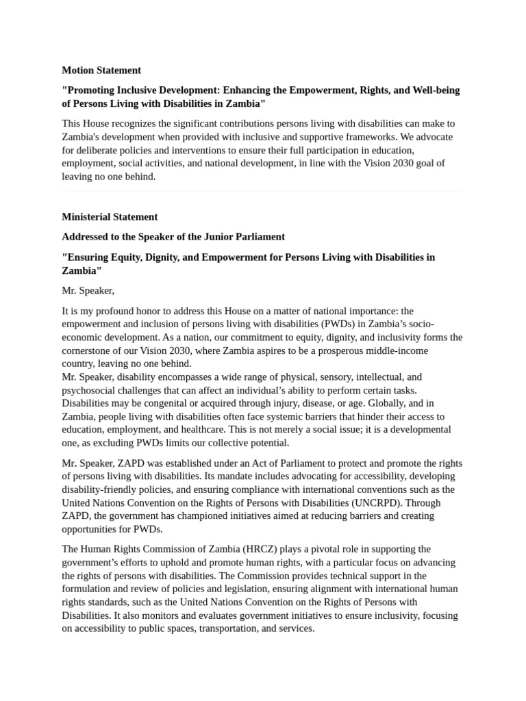 Disability Debate Motion | PDF | Disability | Special Education