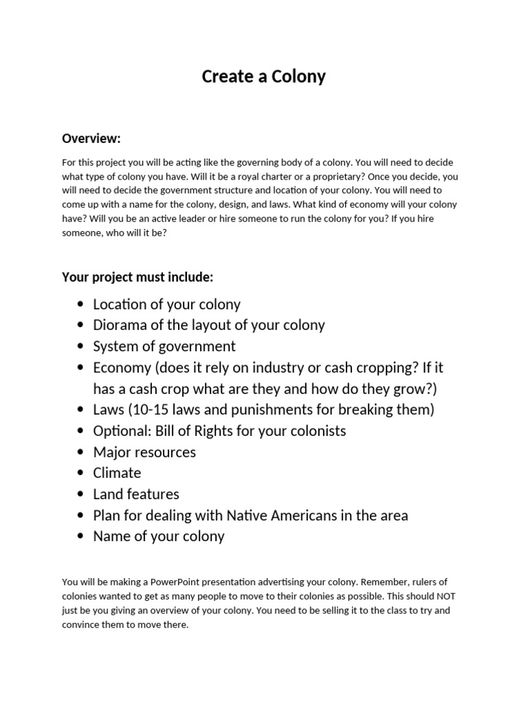 Create a Colony | PDF