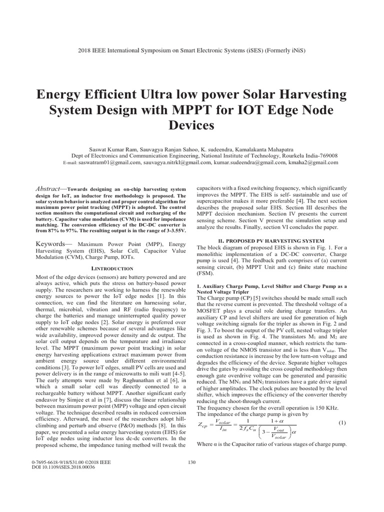 Solar Energy Harvesting for IoT Devices | PDF | Capacitor | Mosfet