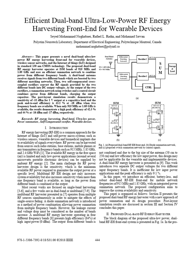Efficient Dual-Band Ultra-Low-Power RF Energy | PDF | Rectifier | Mosfet