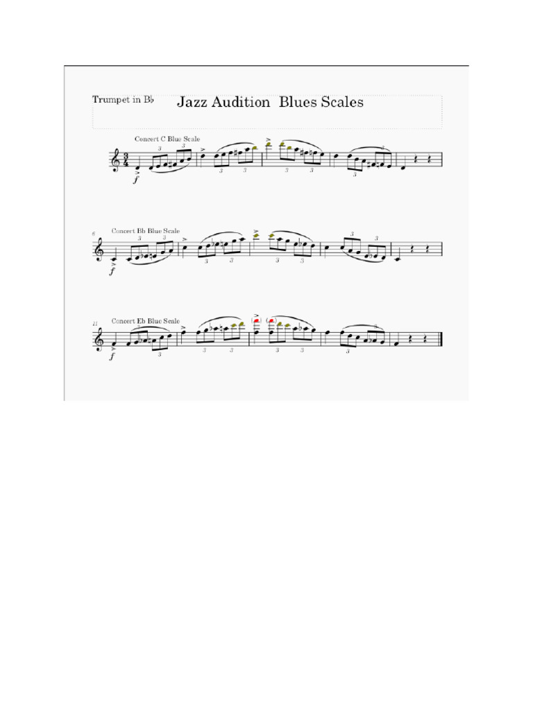 Trumpet Jazz Audition Scales (Blues) | PDF