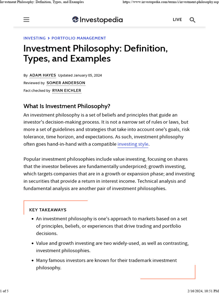 Investment Philosophy: Types and Examples | PDF | Investing | Value ...