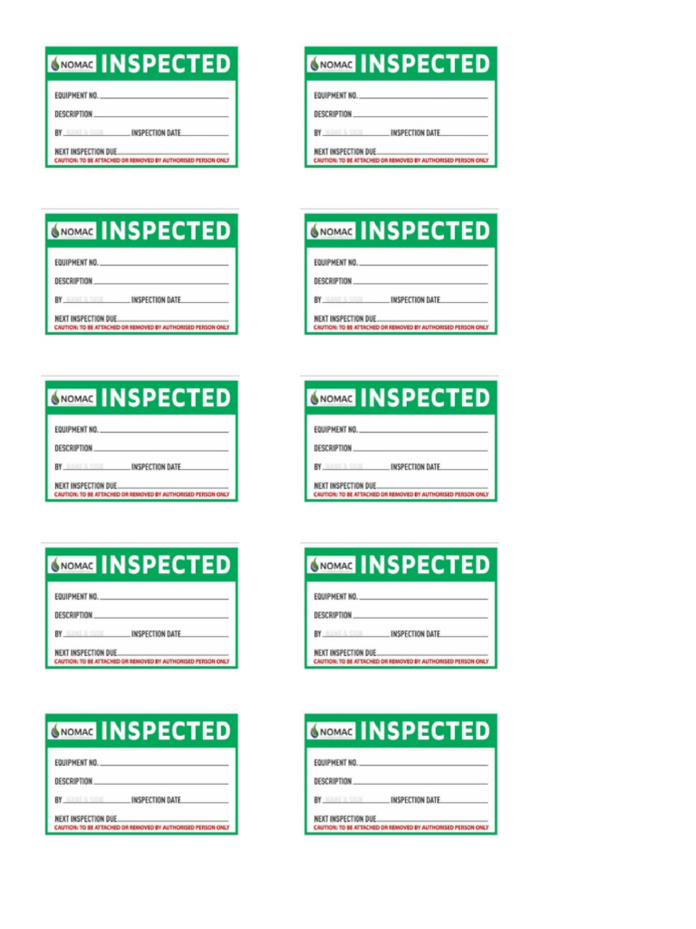Inspection Tags | PDF