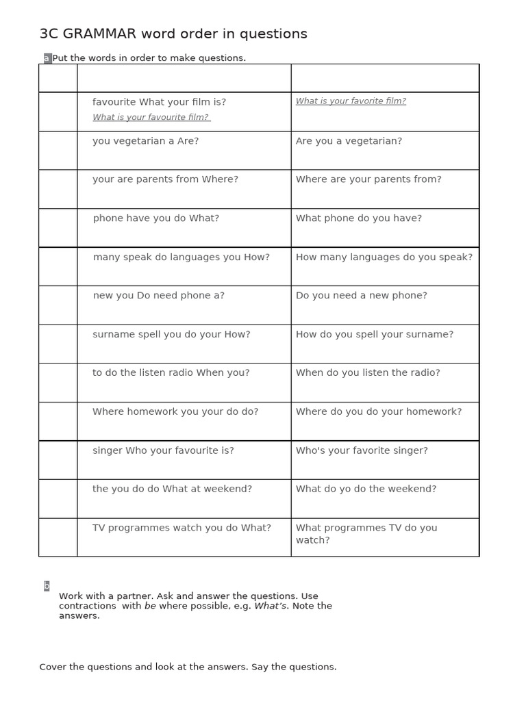 3C - Word Order in Questions | PDF