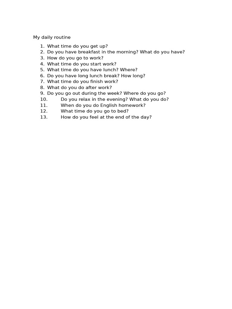 My Daily Routine | PDF