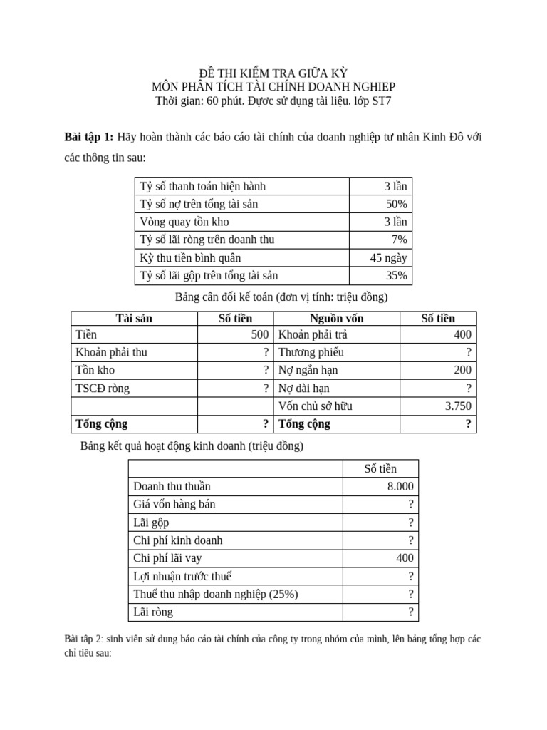 Đề Thi Kiểm Tra Giữa Kỳ PTTCDN HKĐ 2024 Lop ST7 | PDF