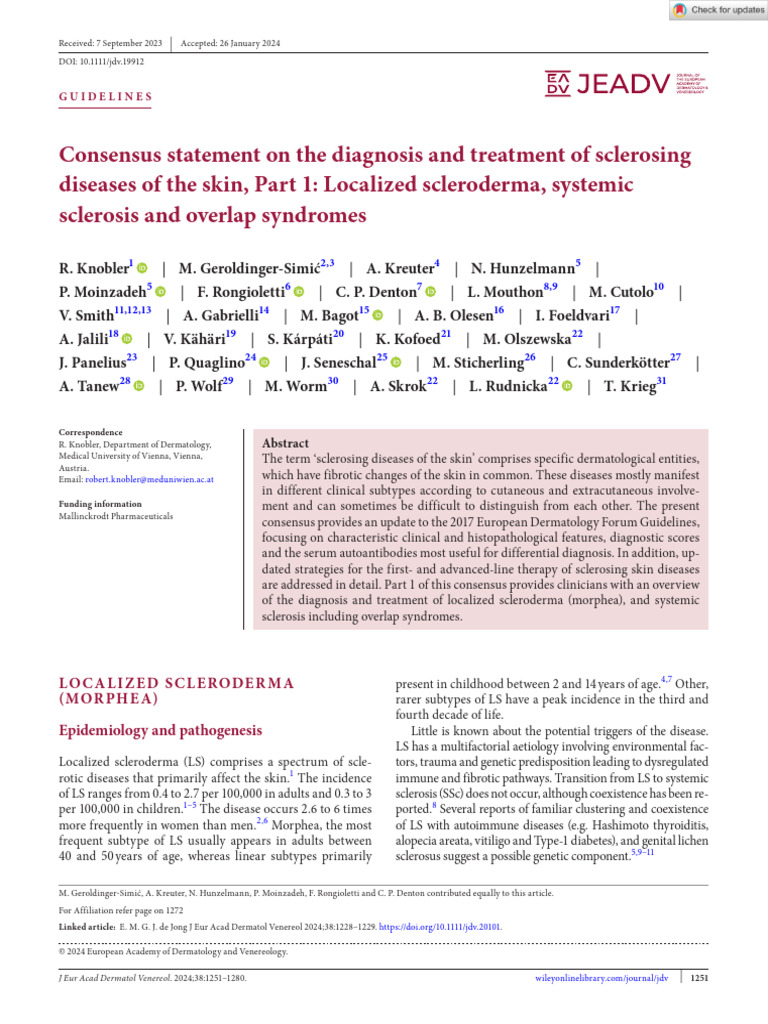 Acad Dermatol Venereol - 2024 - Knobler - Consensus Statement on the ...