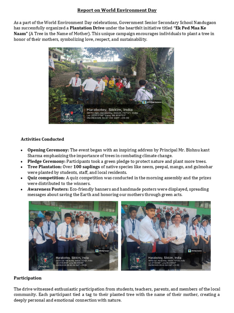 Report On World Environment Day | PDF