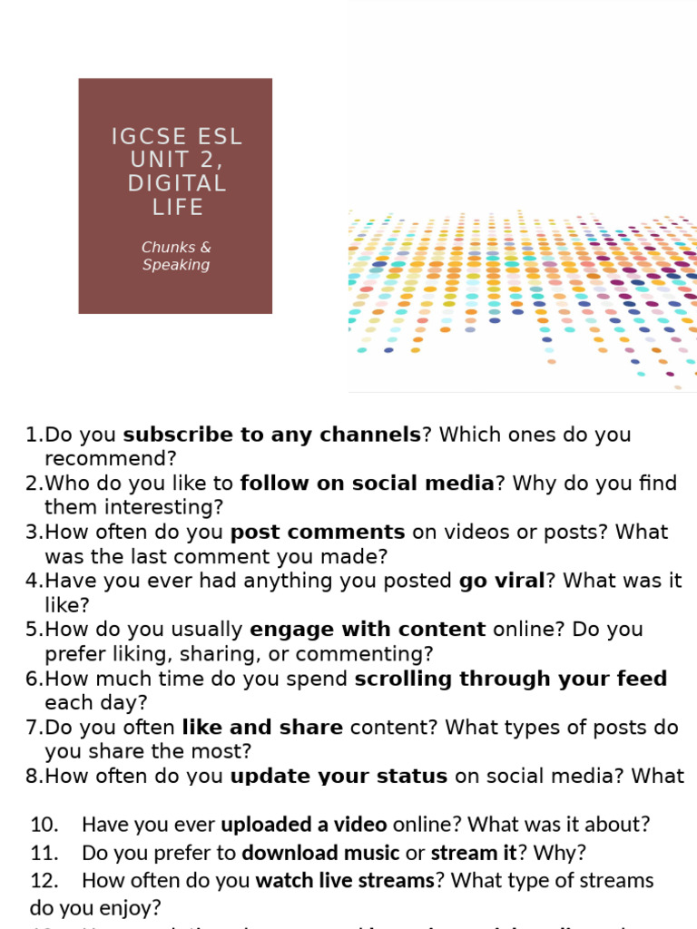 Igcse Esl Unit 2, Digital Life | PDF