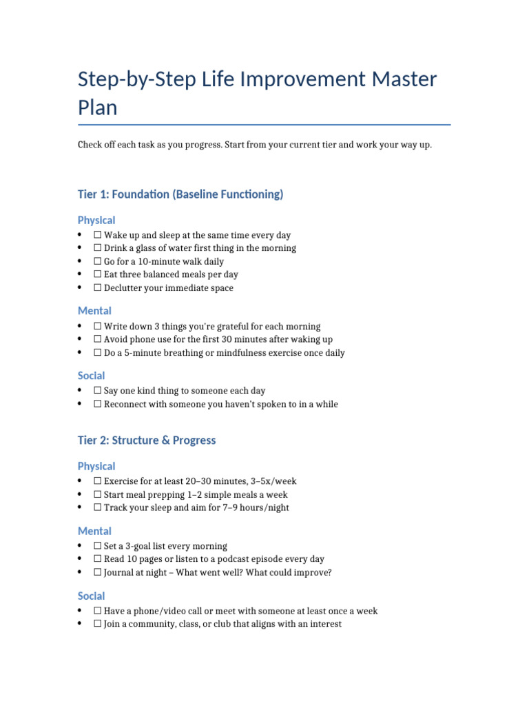 Life Improvement Master Plan Guide | PDF