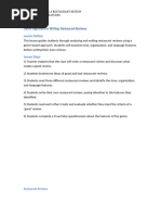 Restaurant Review Writing Guide | PDF | Restaurants | Menu