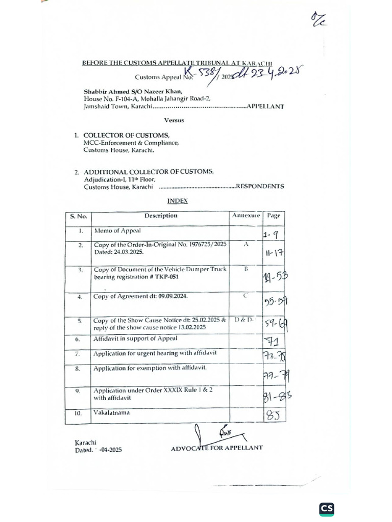 Appeal Memo and ONO Shabbir Dumper Truck 051 | PDF