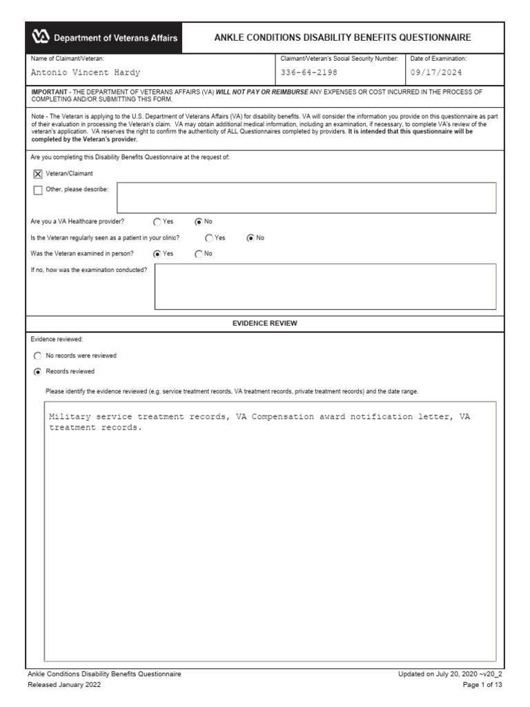 Att 3 Antonio Vincent Hardy Ankle CompletedVA | PDF | Anatomical Terms ...