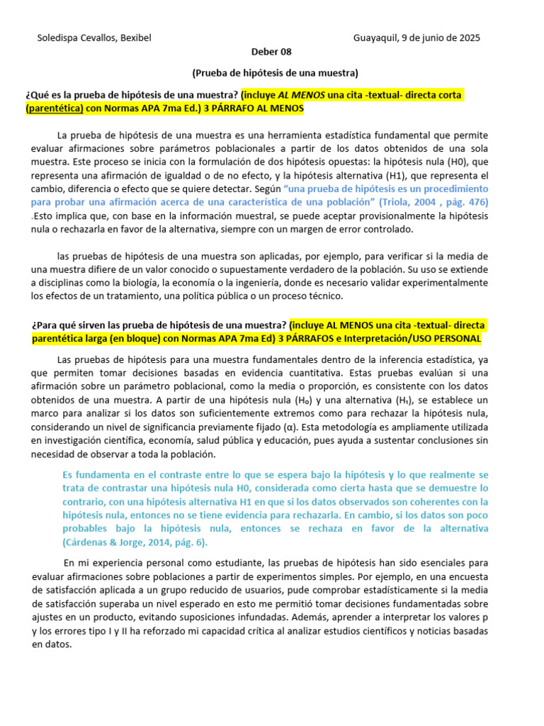Prueba de Hipótesis de una Muestra | PDF | Hipótesis | Muestreo ...