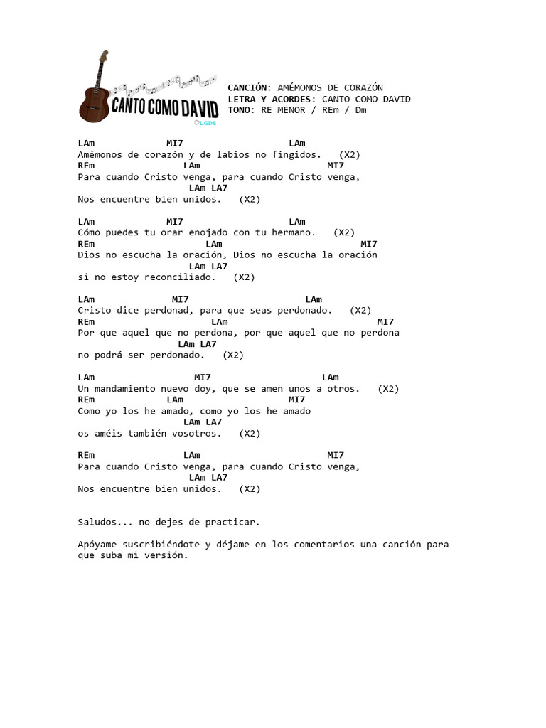 Amémonos de Corazón: Letra y Acordes | PDF