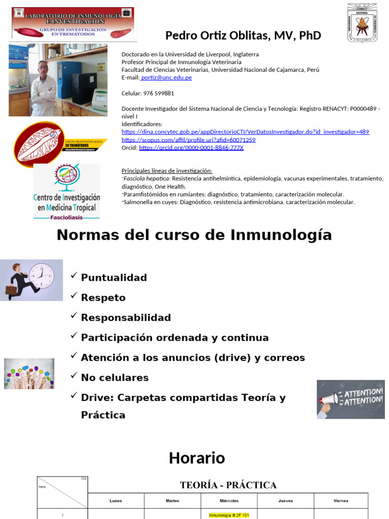 1 Presentación Pedro Ortiz y Generalidades Curso | PDF | Immunology ...